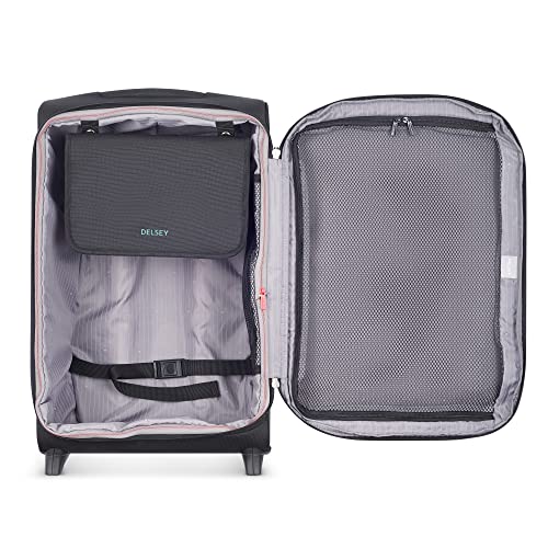 DELSEY Paris Helium DLX Softside Expandable Luggage with 2 Wheels, Black, Carry on 21 Inch
