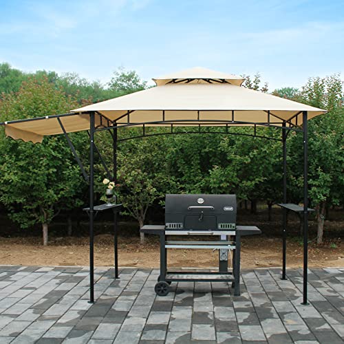 DikaSun Grill Gazebo 11x5 Double Tiered with Extra Shadow BBQ Waterproof Canopy Outdoor Gazebos for Patio, Backyard(Sand)