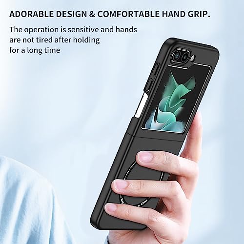 HikerClub Magnetic Case for Samsung Galaxy Z Flip5 6.7" (2023), Compatible with Mag Safe, Supports Wireless Charging, Anti-Scratch Shockproof Case, Slim Lightweight Case for Samsung Z flip 5, Black