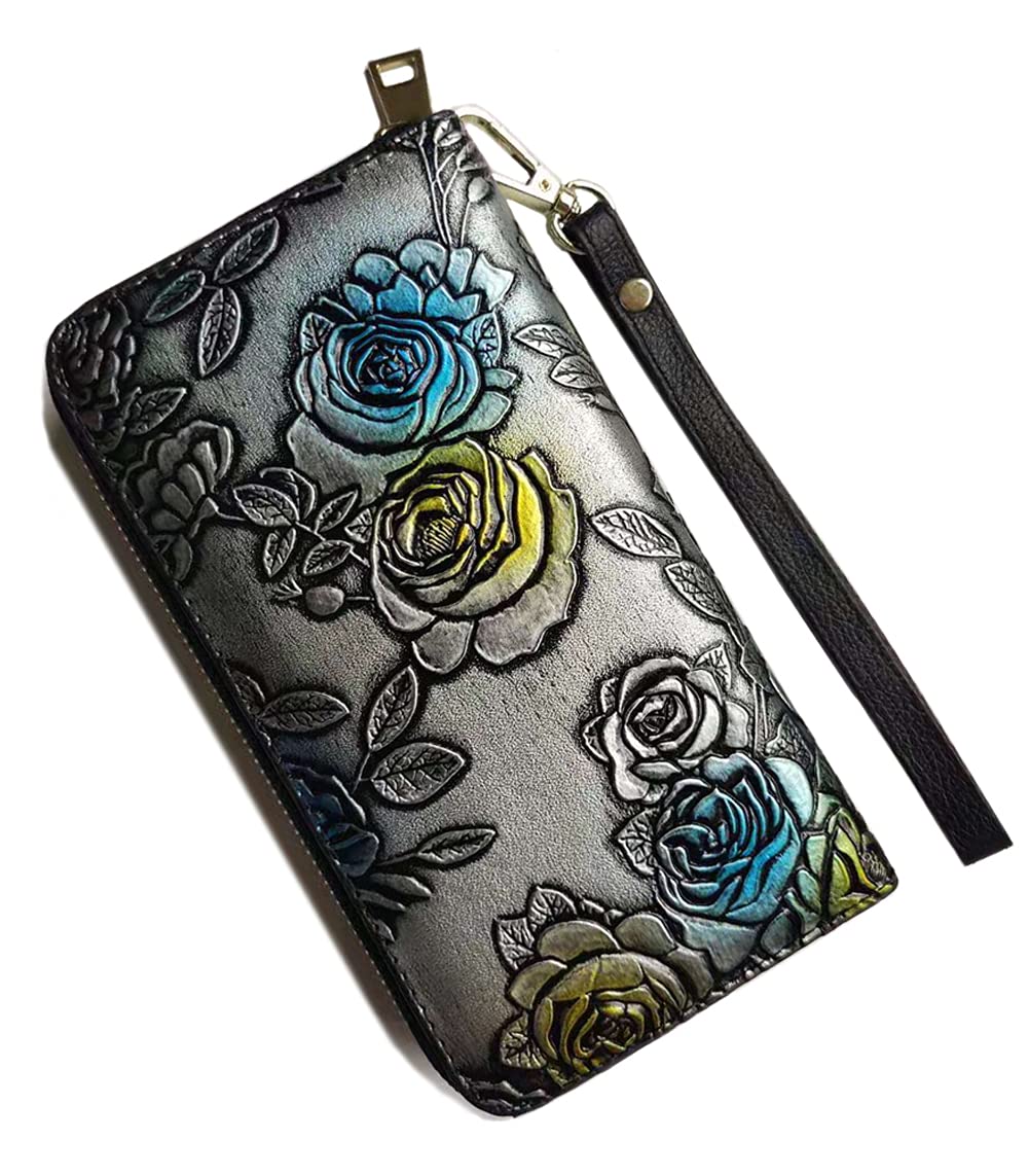 HUAMEIBANG Women's Wallet Genuine Leather RFID Lock Wallet Multi-card Bag Wallet Clutch Bag Wallet Zipper Pocket