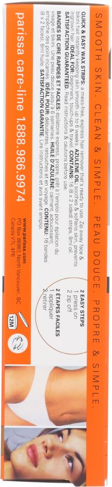 Parissa Quick and Easy Wax Strips Face and Bikini 16 Strips (Pack of 2)