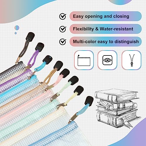 EOOUT 24pcs Zipper Bags Mesh Bags with Zipper, Mesh Zipper Pouch Durable Pouches for Organization Storage, Letter Size/A4 Size, for Travel Organize and Office Supplies