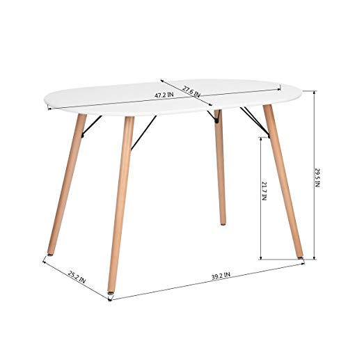 Homy Casa 47.2'' Kitchen Dining Table Minimalist Style Dining Table for Small Spaces Dining Livint Room Cafe, Simple Dinner Table in White, ONLY Table Included