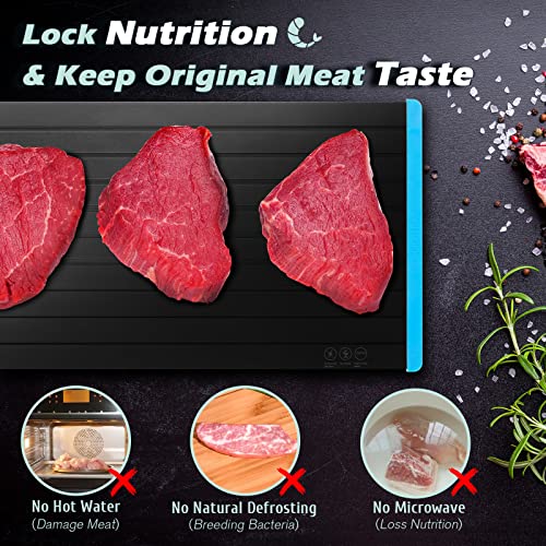 FORIOUS Defrosting Tray for Frozen Meat Fast and Healthier Way of Thawing Food Tray in Two Different Sizes - Thawing Plate by Miracle Natural Heating, Rapid defrosting Tray Conducts Power, 2 pcs.