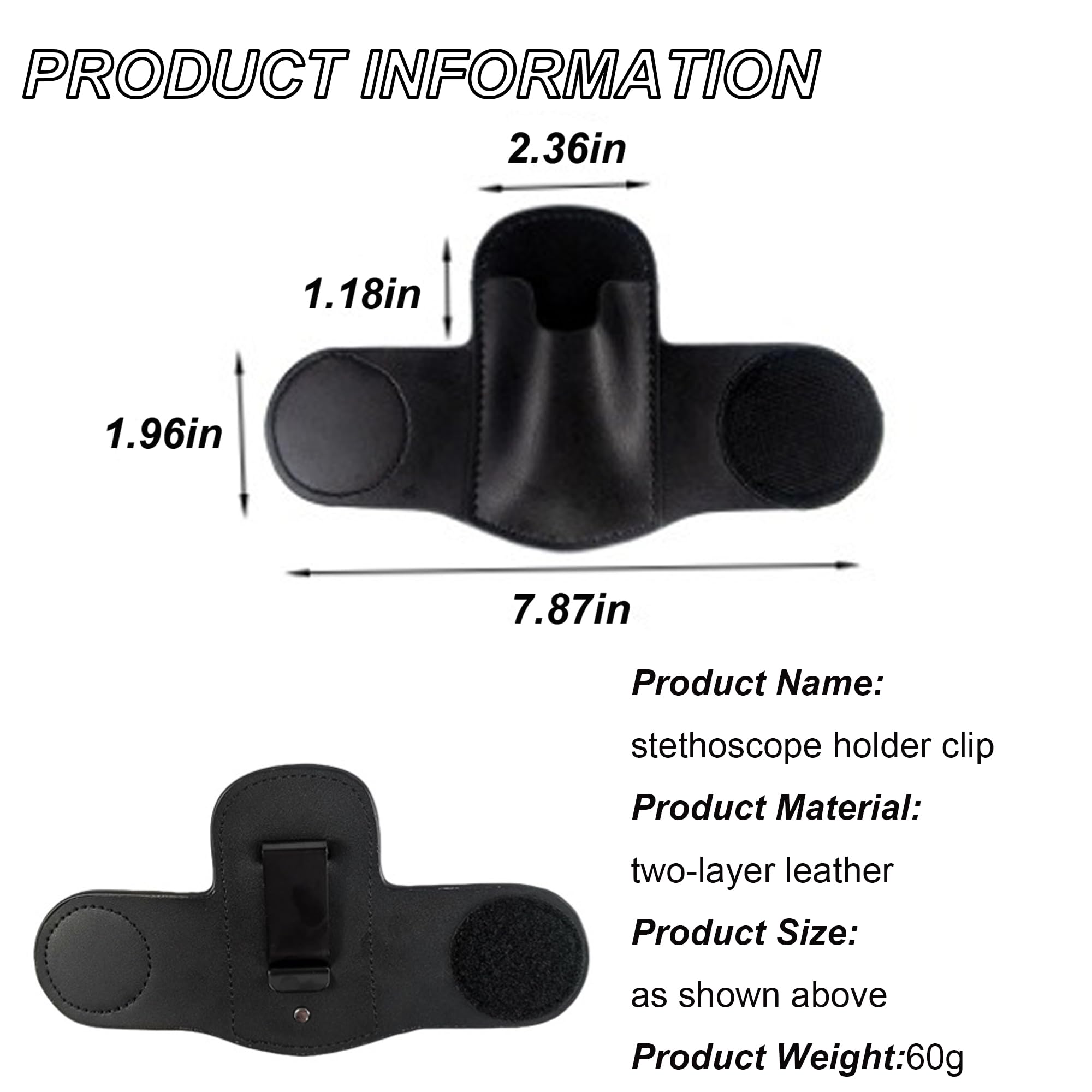 UGpine Leather Stethoscope Holder Clip Stethoscope Hip Holder with Clip On Waist Belt/Pocket/Bag to Protect from Loss Fit for Physicians/Nurses/EMT/Medical Nursing Students (Black/Brown Randomly 1pcs)