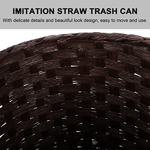 HEMOTON Small Garbage can Wicker Trash Can Woven Basket Wastebasket Wicker Laundry Hamper Storage Organizing Bin Garbage Container for Bathrooms, Bedroom, Kitchens, Offices, Craft, Laundry Blanket Basket