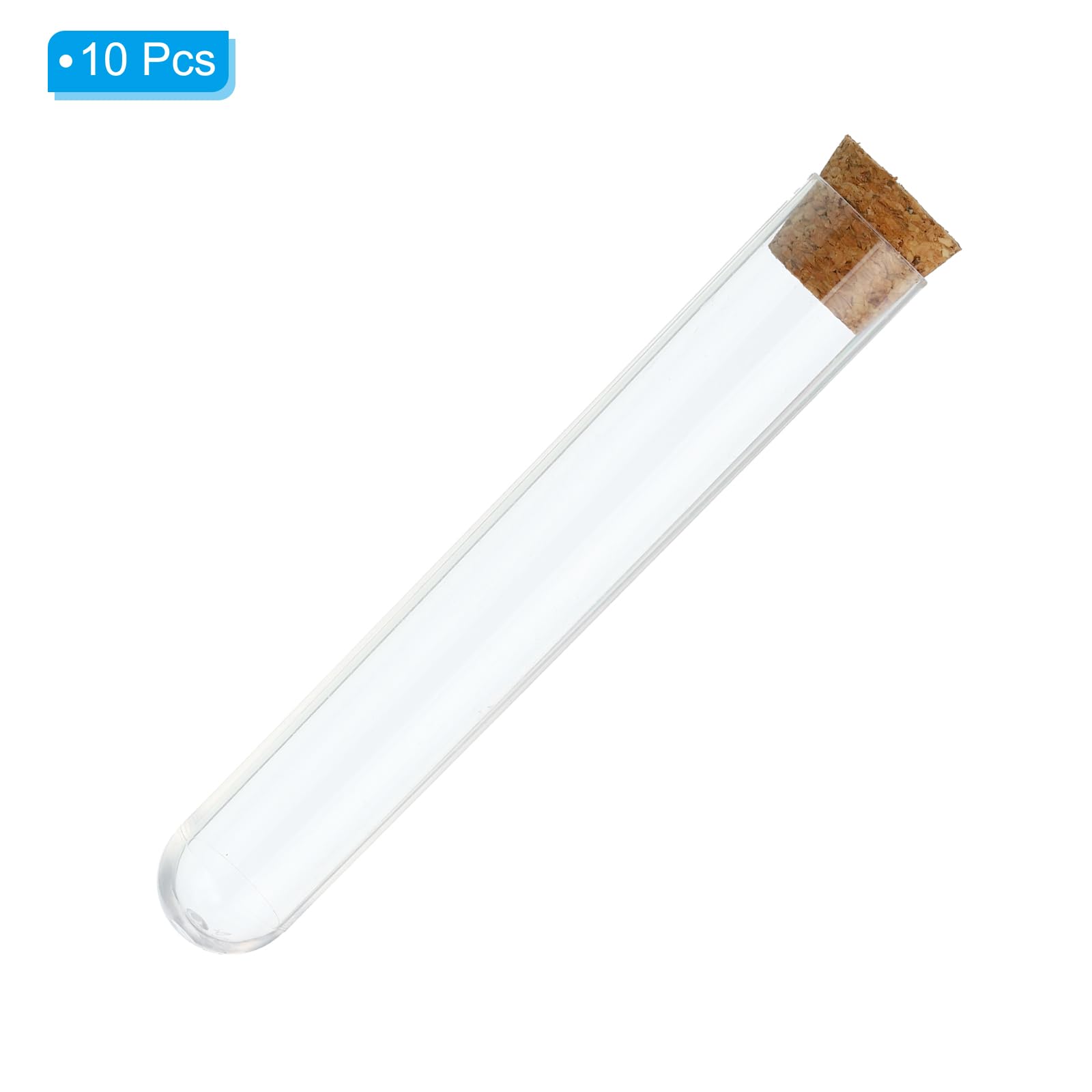 PATIKIL 10ml Test Tubes Set, 10pcs 4.13x0.63" PS Clear Round Bottom Test Tube Containers with Wood Stopper for Bead Party Candy Bath Salt Storage Scientific Experiment Plant Propagation