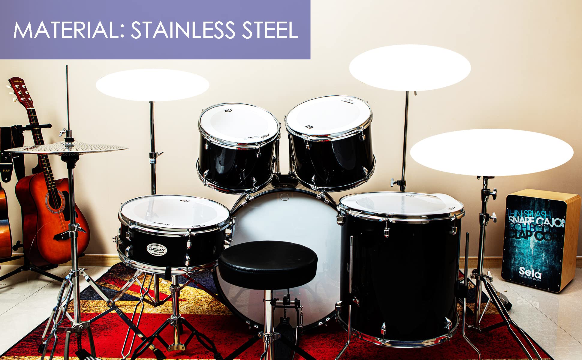 Low Volume Hi Hat Cymbals, 14 inches Practice Hi Hat Cymbal Pair, Quiet HiHat Cymbals (Silver)