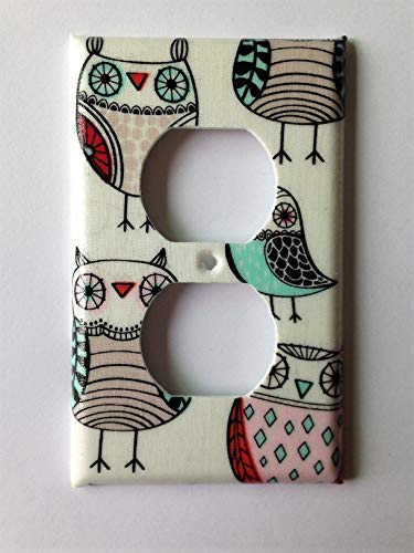 Turquoise And Coral Owls Light Switch Plate Cover Various Sizes Offered
