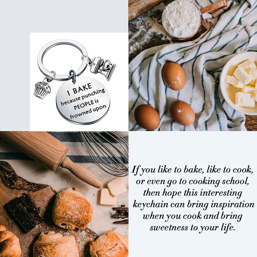 Baker Jewelry Gift for Baker Pastry Gifts Culinary School Gifts Bakers Gifts for Women Men (I BAKE because punching)