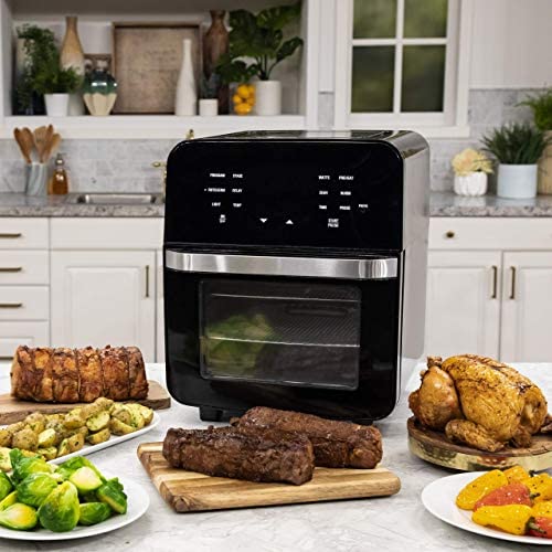 NUWAVE BRIO 14-Quart Large Capacity Air Fryer Oven with Digital Touch Screen Controls and Integrated Digital Temperature Probe; 3 Heavy-Duty NEVER-RUST Stainless Steel Mesh Racks (Renewed)