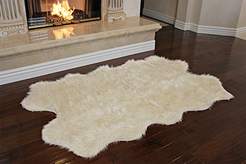 Nouvelle Legende® Faux Fur Sheepskin Premium Rug Quattro (43 in. X 73 in.) White