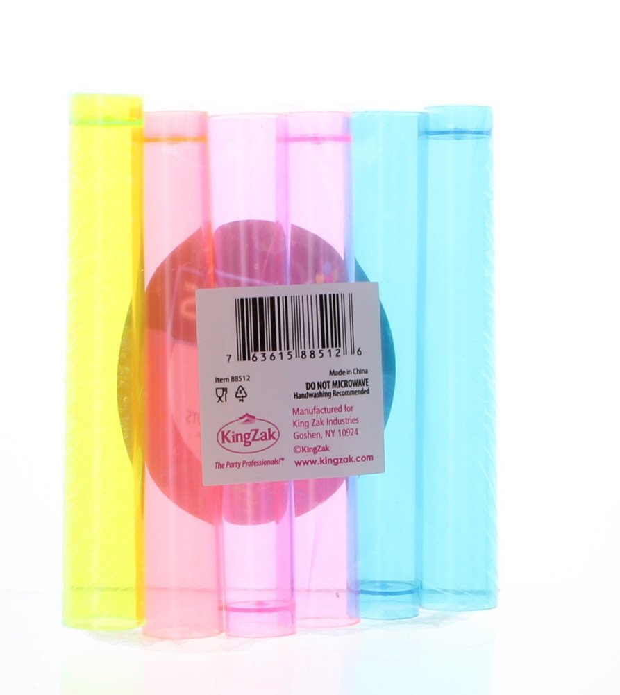 Party Dimensions Neon Mix Plastic 1.5 oz | Assorted Tints | Pack of 6 Tube Shot, 1.5 ounce, Pink, Blue, Green, Orange