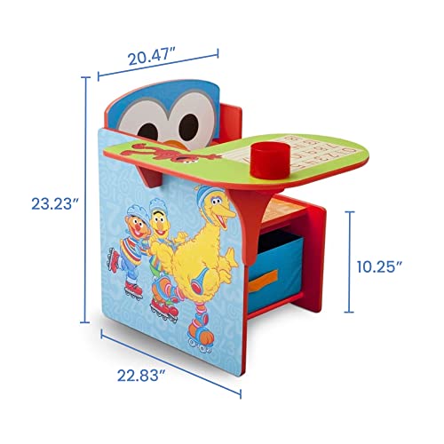 Delta Children Chair Desk with Storage Bin + Design and Store 6 Bin Toy Storage Organizer, Sesame Street (Bundle)