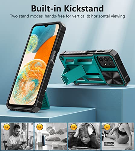 FNTCASE for Galaxy A23 5G|4G Case: Samsung A23 Case Military Drop Protective Heavy Duty Protection Cell Phone Cover with Kickstand | Shockproof Rugged TPU Matte Textured Tough Hybrid Bumper - 6.6inch