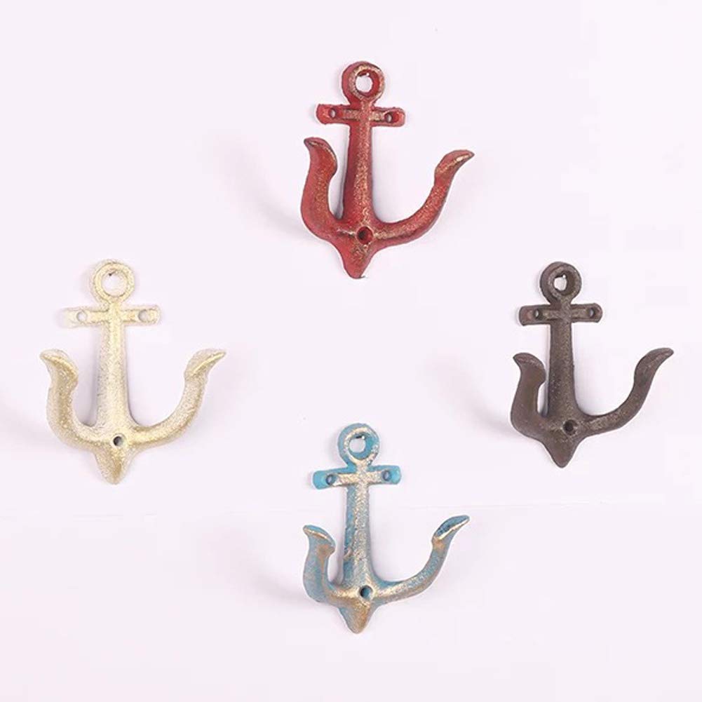 lemonadeus Cast Iron Nautical Anchor Wall Hooks Coat Hooks Rack,Coastal Decorative Wall Mounted Antique Chic Metal Keys Towel Coat Hooks Hanger (4 PCS)