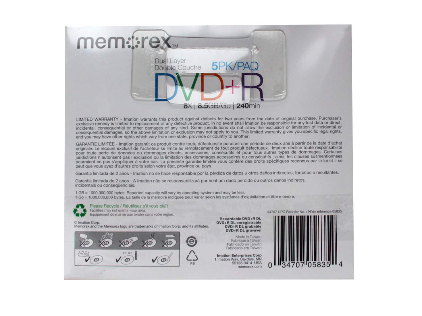 Memorex 8.5GB 8X Double Layer DVD+R (5 Pack)