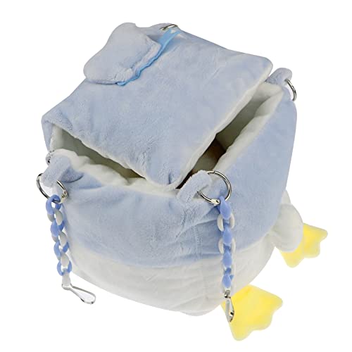 Cute Polar Fleece Hamster Winter Warm Bed, Soft Calming Zipper Hamster Hammock, Multifunctional Small Animals Cage Bed Hanging Hammock for Hamster Sugar Glider Ferrets Warm Bed Nest Accessories