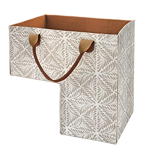 MIXNUS Stair Basket with Handles Felt Staircase Baskets for Carpeted and Wooden Stairsteps Stair Storage Organizer for Laundry Home and Office Decor, Beige