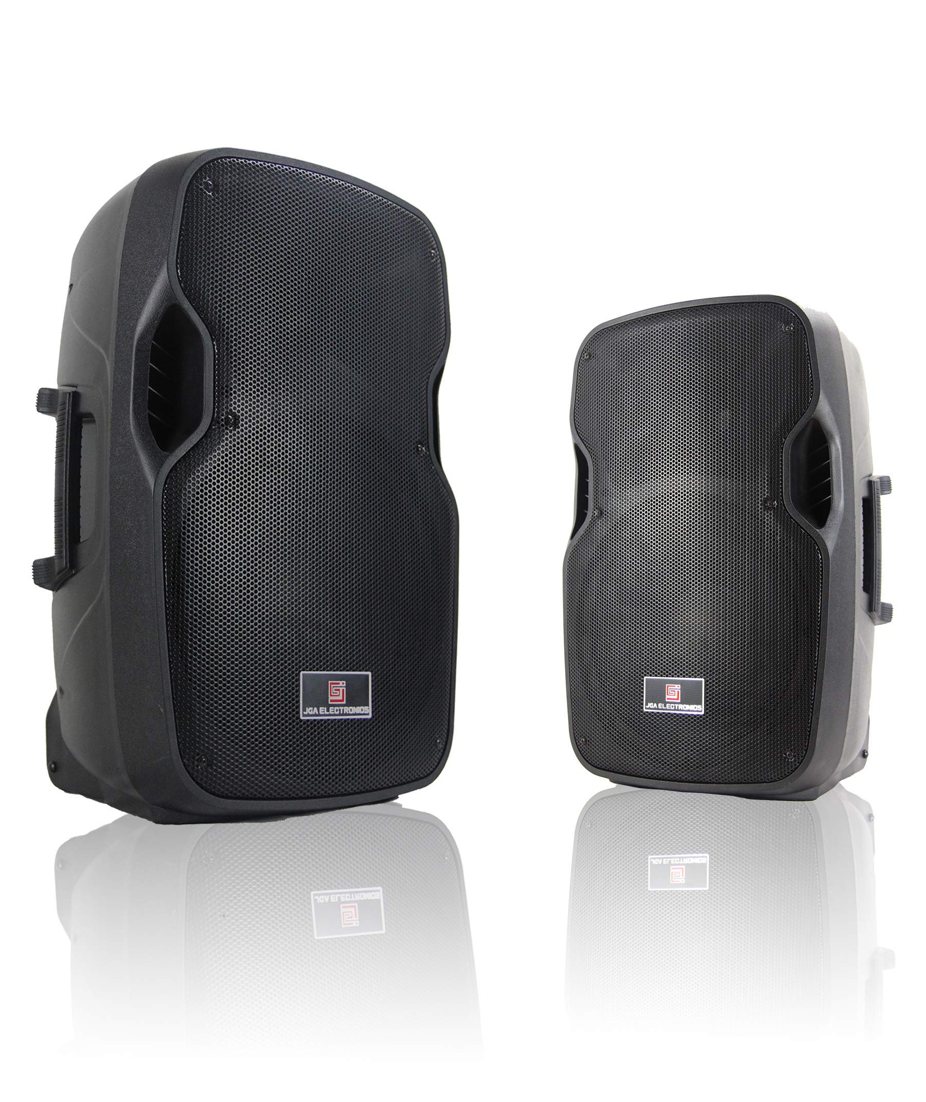 GJ JGA ELECTRONICS PA Speakers Bluetooth System 12 Inch Active & Passive Powered Speaker Wired Microphone,MP3/USB/SD/AUX Input, Dust Bag,Speaker Stands,Remote Controlā¦