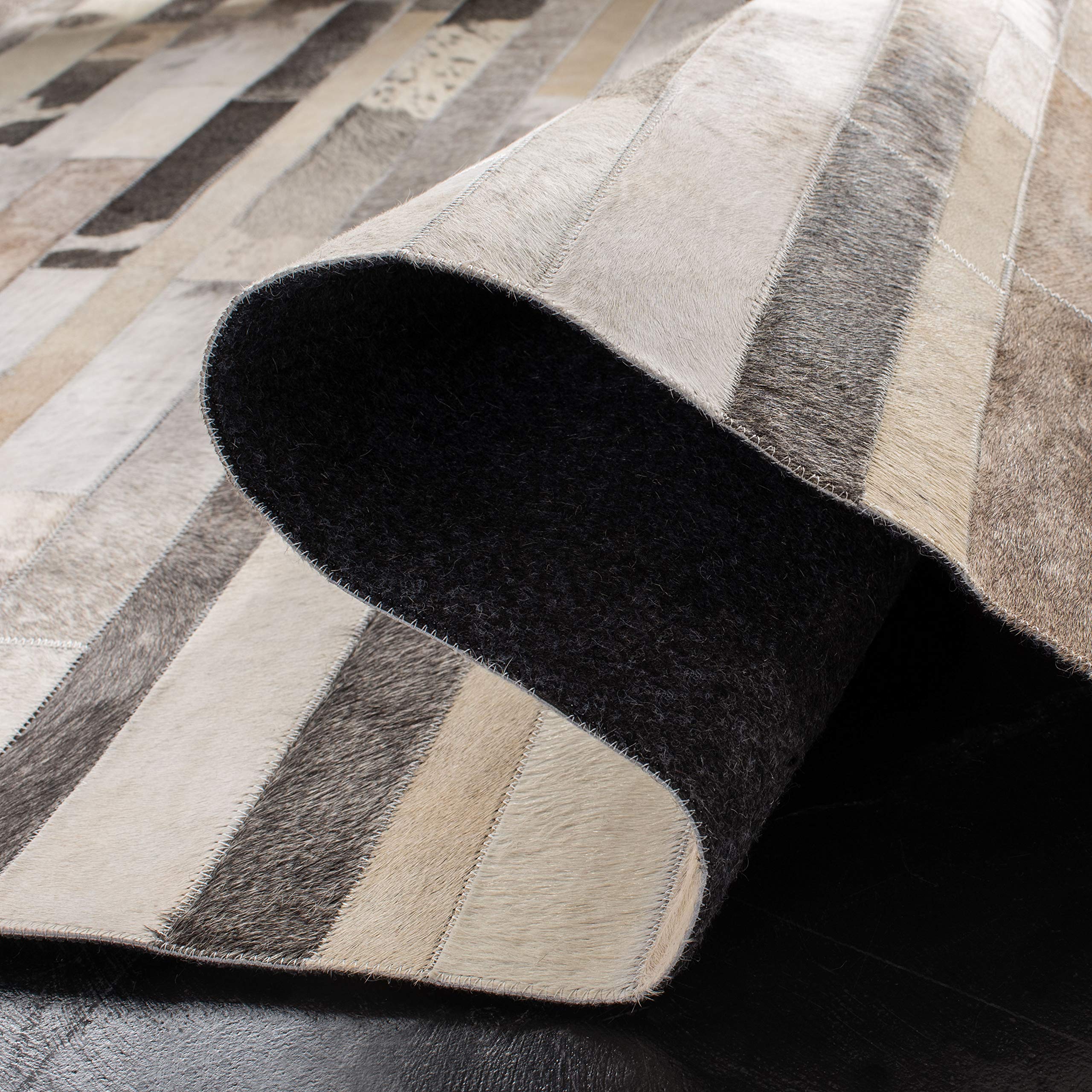 SAFAVIEH Studio Leather Collection 9' x 12' Grey/Ivory STL218A Handmade Mid-Century Modern Living Room Dining Bedroom Area Rug