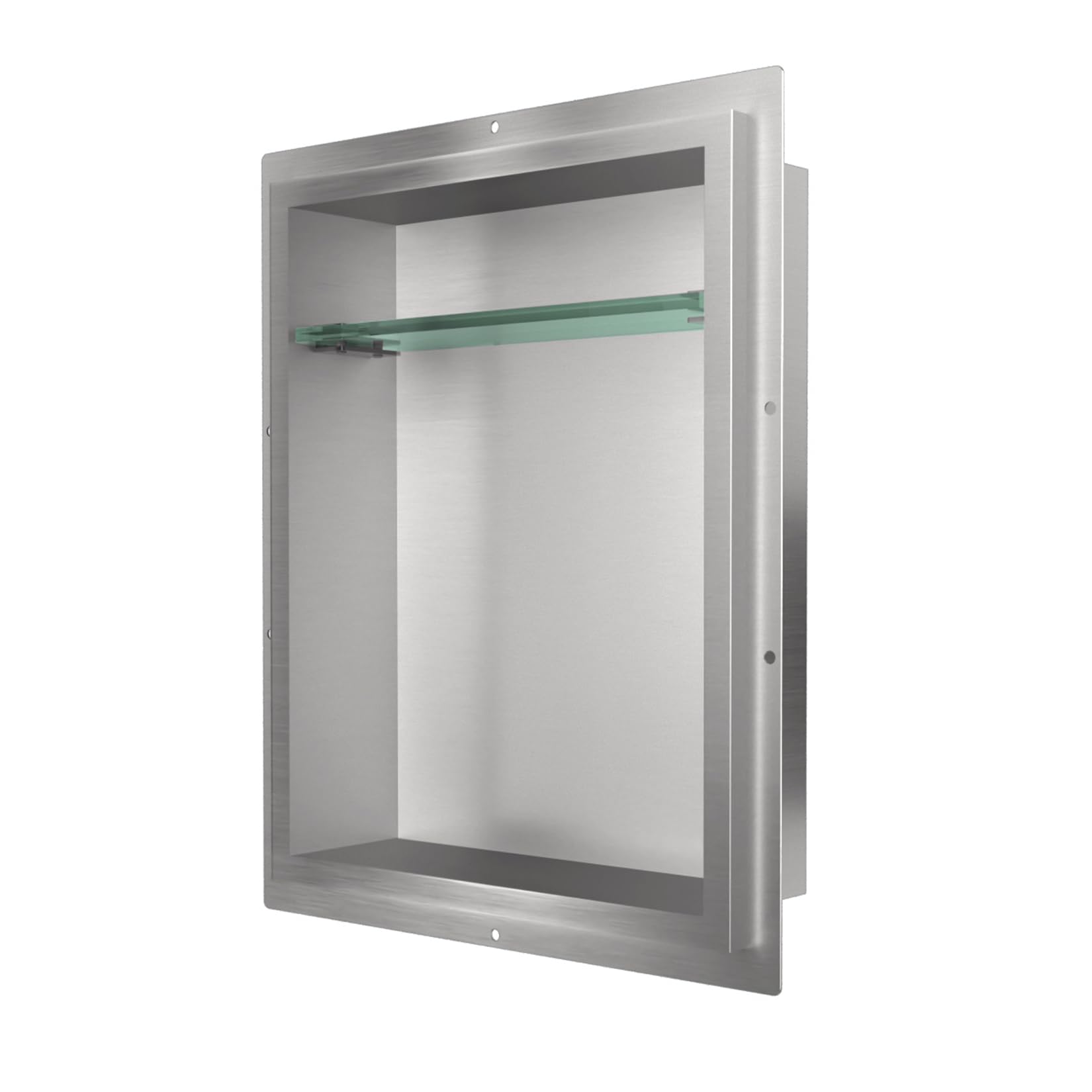 CKB Shower Niche Stainless Steel, 18 Inch x 14 Inch x 4 Inch Depth, Double-Layer Storage Shelves, Recessed Shower Shelf with Brushed Nickel