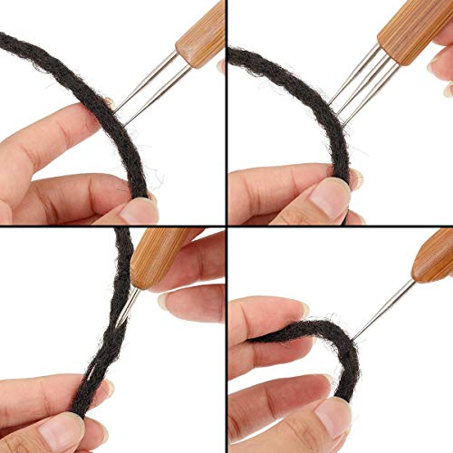 AlyBoto 6Pcs Dreadlock Accessories Dreadlock Crochet Hook Hair Locking Tool Crochet Needles for Hair Dreadlock Crochet Kit Bamboo Handle Crochet Set (6 Pieces/Pack)