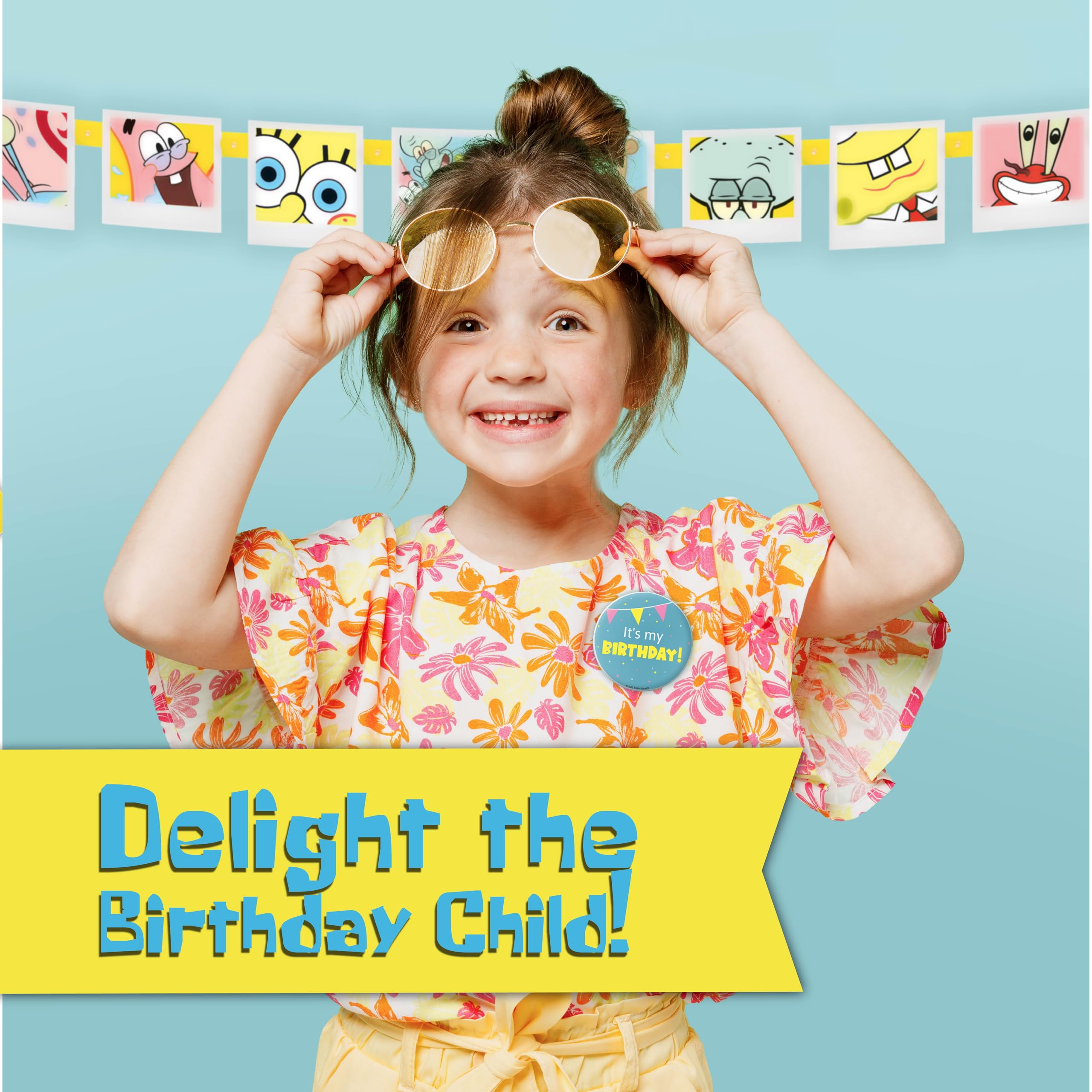 Unique Spongebob Birthday Decorations | Spongebob Party Decorations | Spongebob Party Supplies | Serves 16 Guests | With Banner, Spongebob Tablecloth, Dinner & Cake Plates, Napkins, Forks, Button