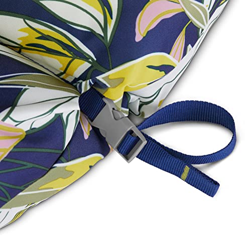 Vera Bradley by Classic Accessories Water-Resistant Patio Chair Cushion, 21 x 19 x 22.5 x 5 Inch, Rain Forest Leaves Blue, Seat Back Cushion