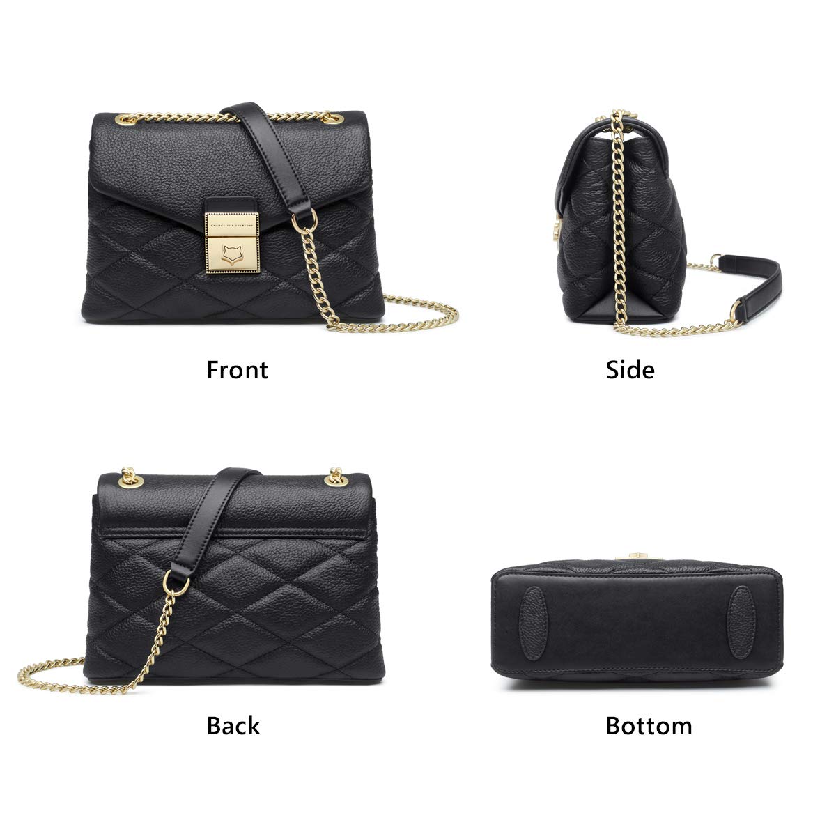 Leather Crossbody Bags for Women, Ladies Top-handle Bags with Shoulder Strap (black)