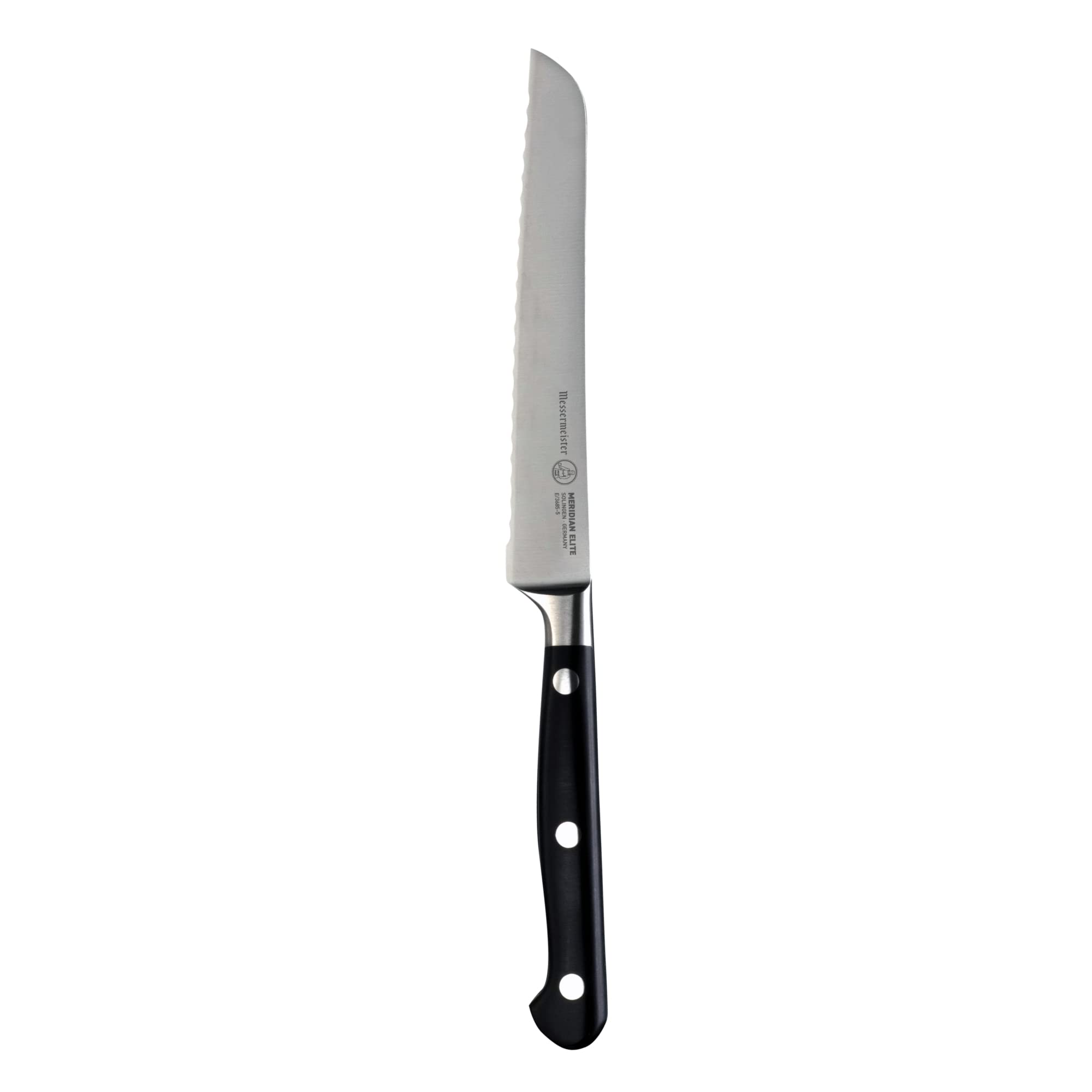 Messermeister Meridian Elite 5” Scalloped Utility Knife - Fine German Steel Alloy Blade - Rust Resistant & Easy to Maintain