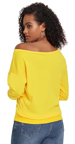 AM CLOTHES Sweatshirt for Women Off Shoulder Oversized Sweatshirts Long Sleeve Sweaters Shirts Tops 3X-Large 01-yellow