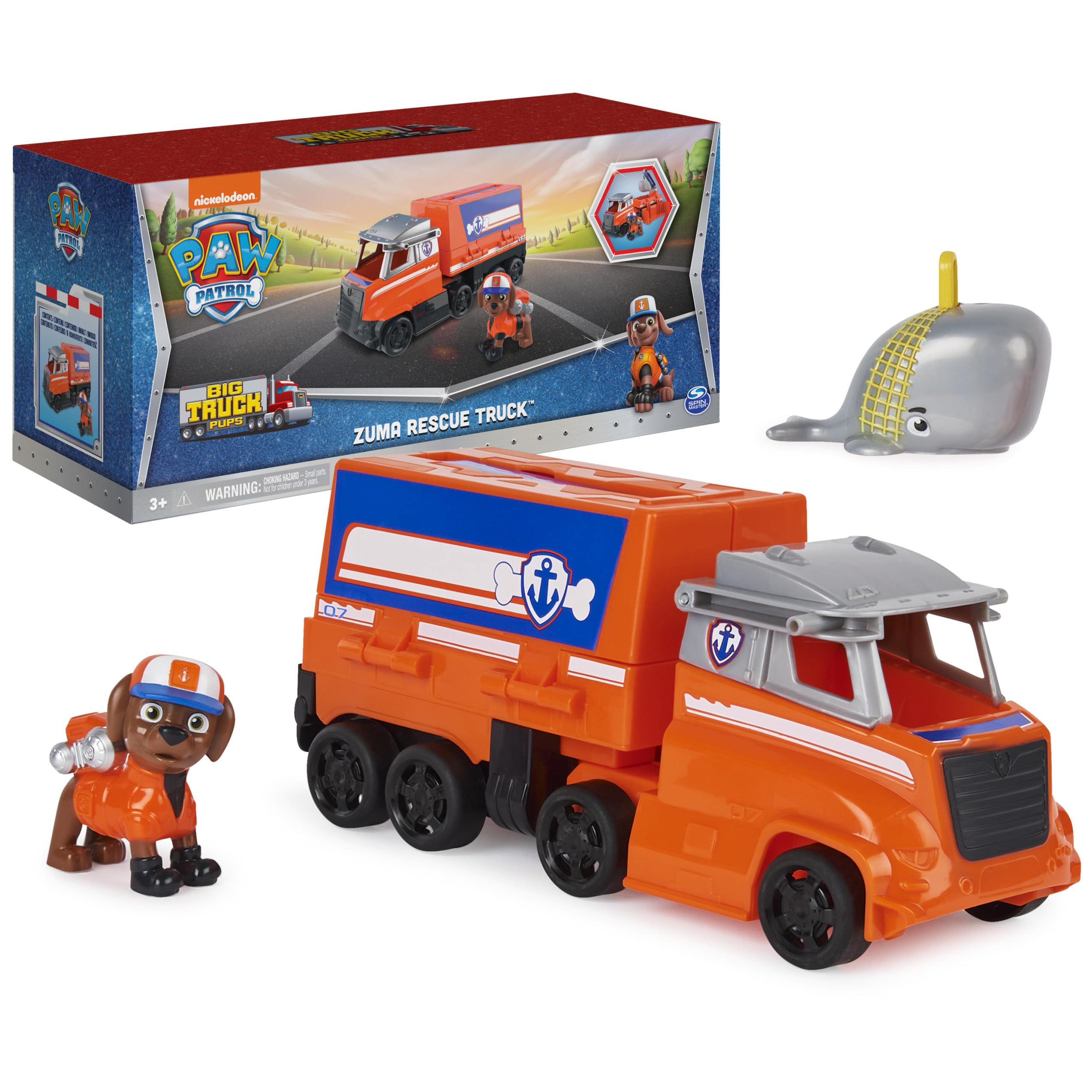 Paw Patrol, Big Truck Pup’s Zuma Transforming Toy Trucks with Collectible Action Figure, Kids Toys for Ages 3 and up