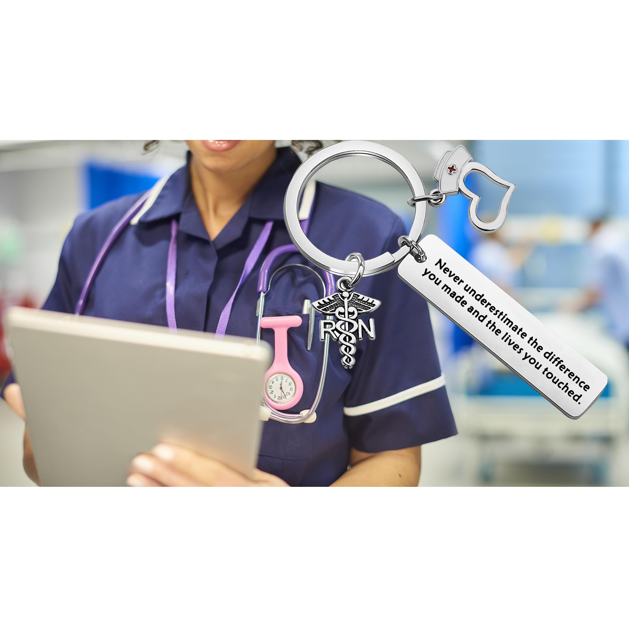 BAUNA RN Nurse Gifts Medical Students Keychain Nurse Retirement Gift
