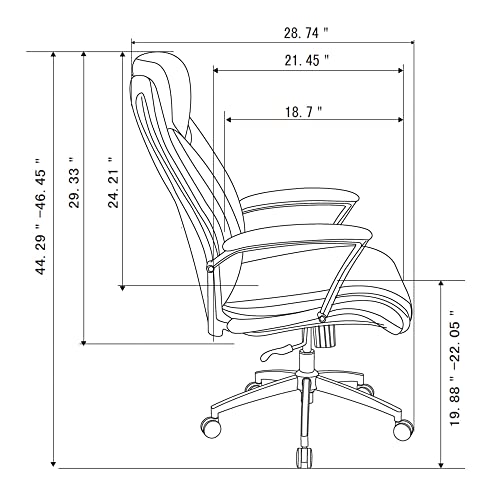 RealspaceĀ® - Chair - Modern Comfort Verismo Bonded Leather High-Back Executive Chair, Black/Chrome - 31" x 14" x 24.5"