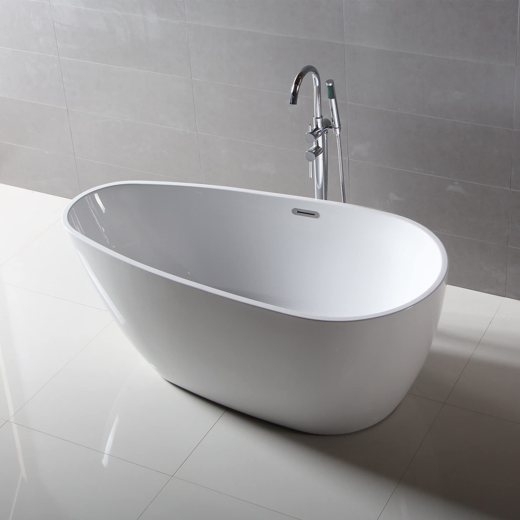 Dowell 074 55",60" & 63" Luxury Contemorary High Grade Acrylic FREE STANDING Bathtub White/Black/Red Modern New (55-1/8"x29-1/2"x22-7/8")