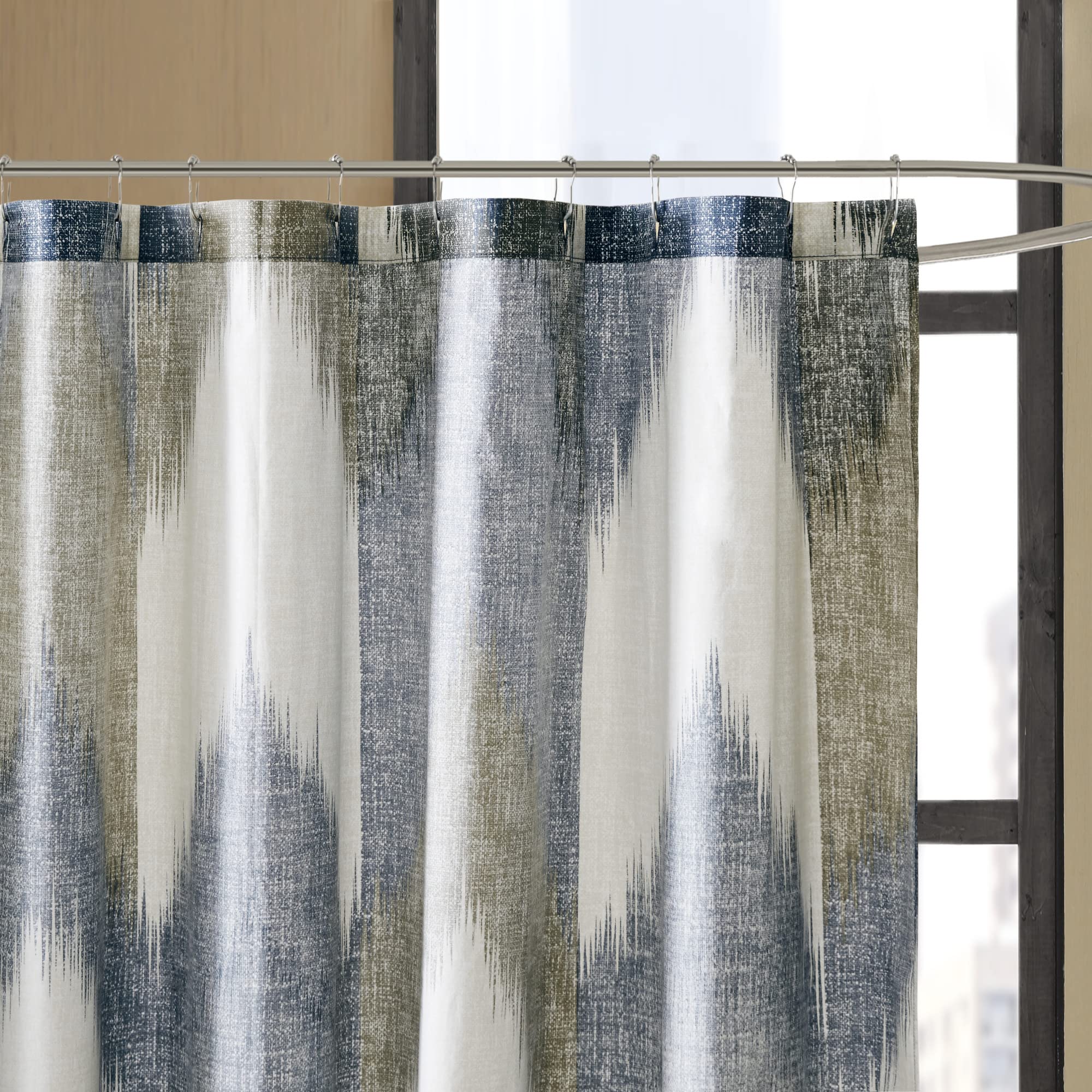 INK+IVY Alpine Shower Curtain Cotton Printed Modern Abstract Pattern Machine Washable Home Bathroom Decorations, 72x72, Navy