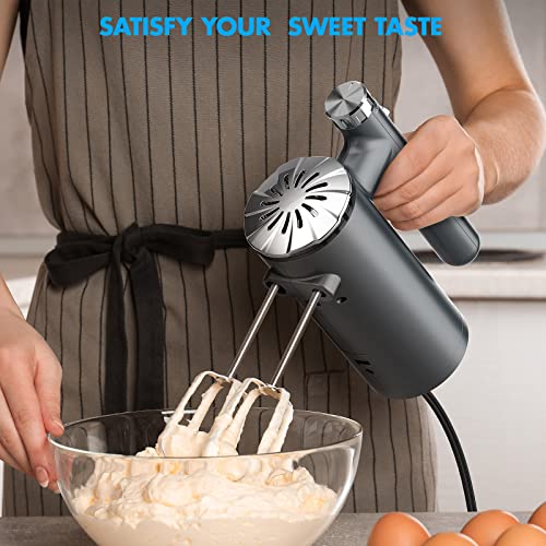 Hand Mixer Electric, Mixer Electric Continuously Variable Speed Control Mixers Kitchen Handheld, Eject Button / 5 Stainless Steel Accessories/Turbo Boost/Self-Control Speed for Baking Cake Egg Cream Food Beater