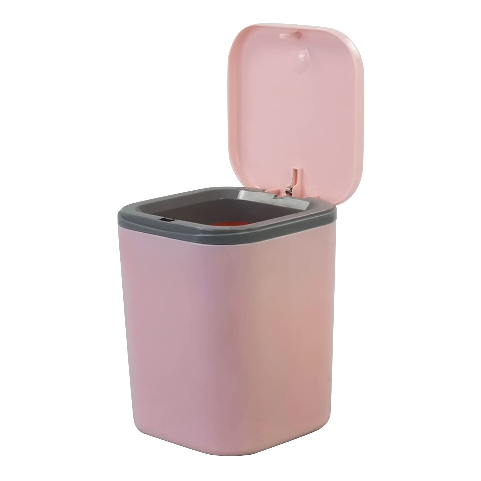 Bringer Plastic Countertop Tiny Waste Can, 0.5 Gallon Mini Garbage Can with Push-on Lid, Pink