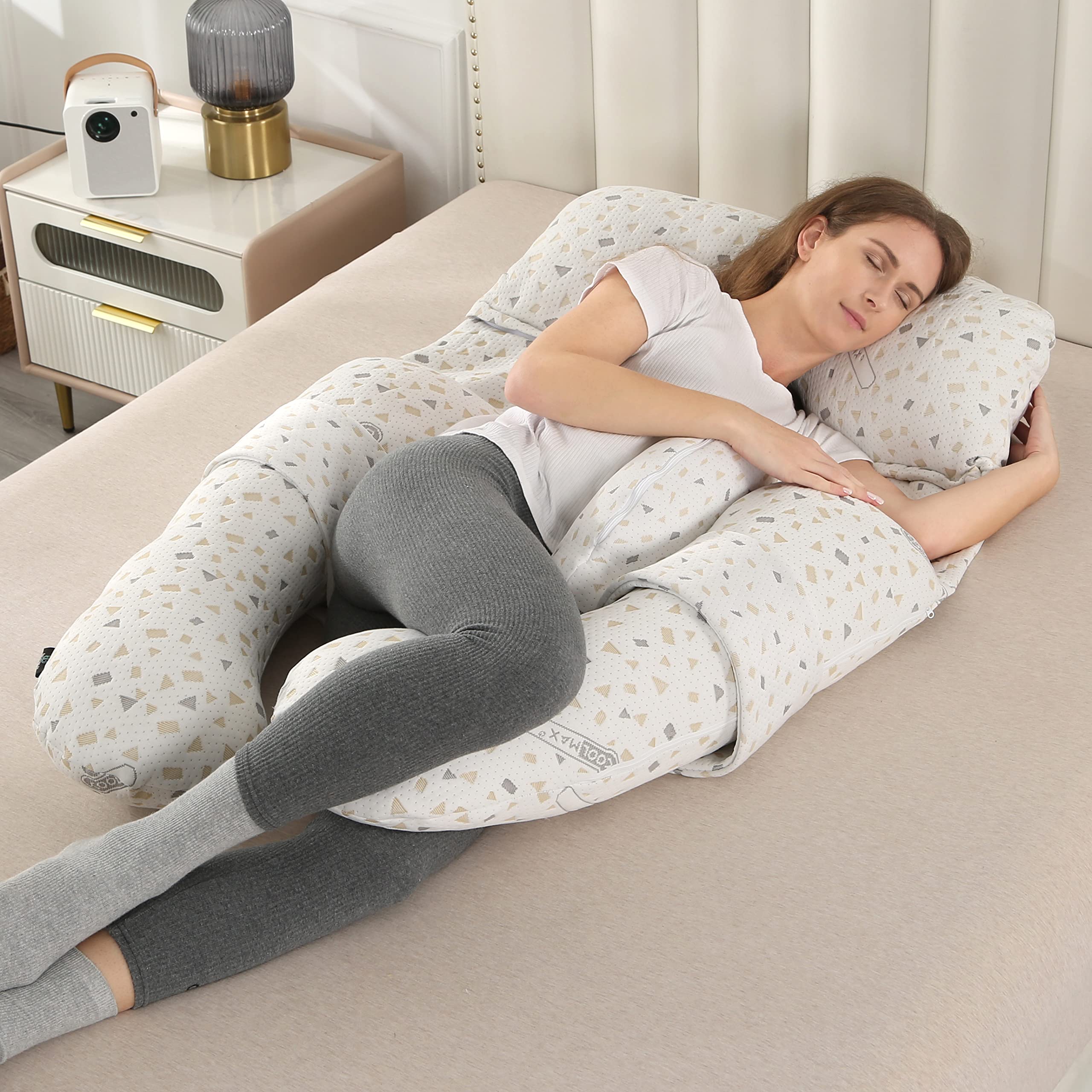 BeytBuy Pregnancy Pillows - 55 Inch U Shaped Full Body Maternity Pillow with Special Designed Removable Coolmax Cover & Detachable Extension Pillow to Support Back, Legs & Belly