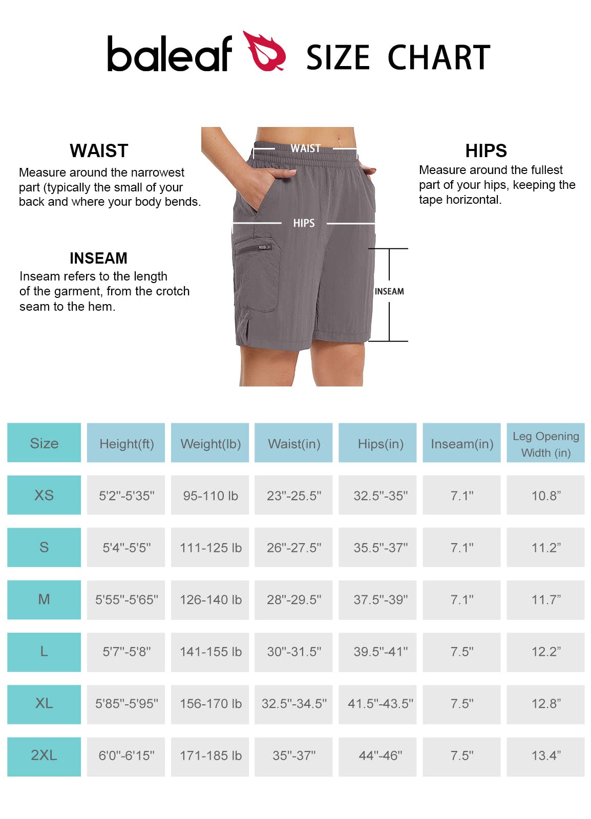 BALEAF Womens 7" Hiking Shorts with Zipper Pockets Summer Quick Dry Nylon Lightweight Baggy Shorts for Thick Thighs Black L