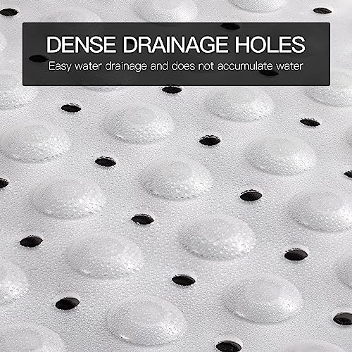 FALEJU Extra Large 47 x 32 Inch Shower Mat Non Slip, Shower and Bath Mat with Drain Holes and Suction Cups, Extra Wide Bath Tub Mat Non Slip, Bathroom Accessories, Clear