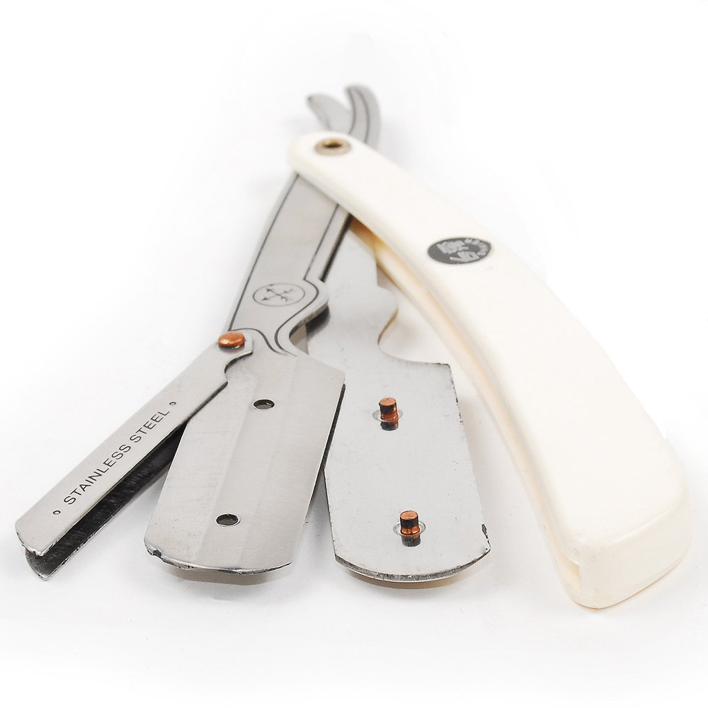 Parker SRW Straight Edge Barber Razor for Men with 100 Parker Platinum Stainless Steel Single Edge Barber Razor Blades for a Barber Shop Shave