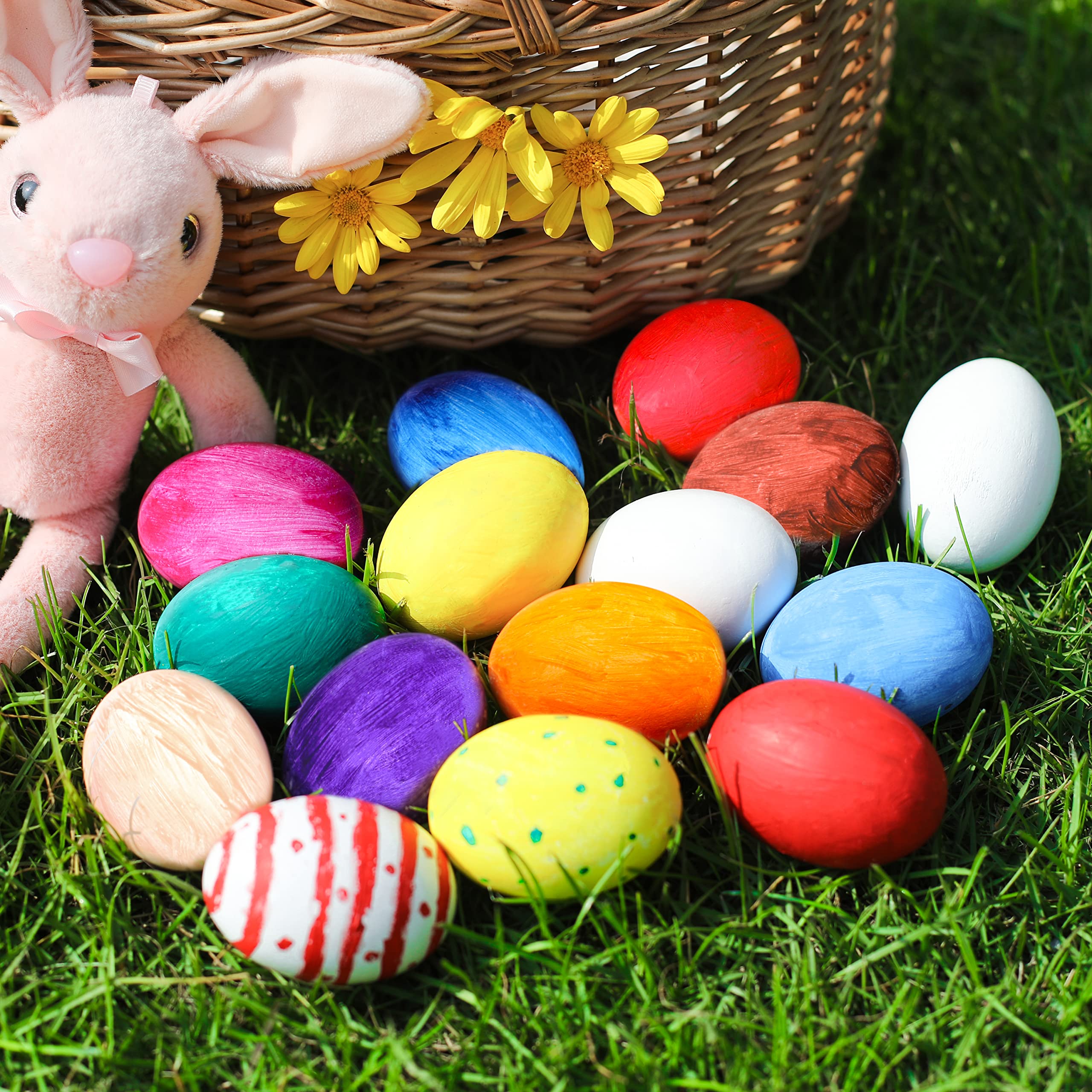 JOYIN 18 Pcs 2.36" Easter Eggs, White Wooden Eggs, Unpainted Wooden Fake Eggs for Kids Easter DIY Paint Your Own Egg Decor, Easter Eggs Hunt, Easter Craft, Easter Basket Stuffers, Crafts Activities