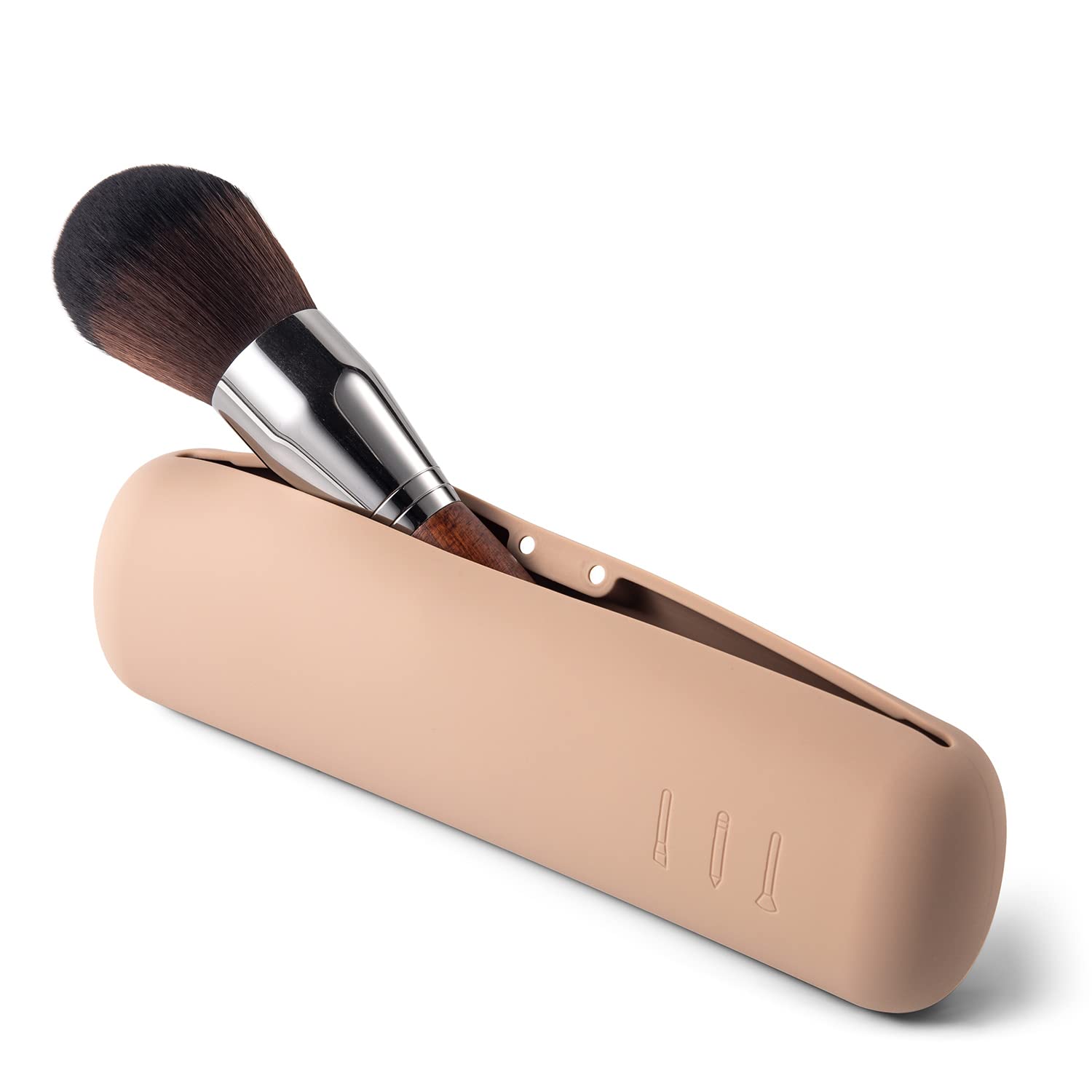 BEZOX Makeup Brush Holder - Travel Silicon Makeup Brush Case with Magnet Closure, Compact Brush Pouch Travel Essentials - Khaki