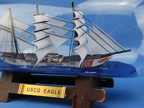Hampton Nautical United States Coast Guard USCG Eagle Model Ship in A Glass Bottle, 9" , White,96 months to 600 months