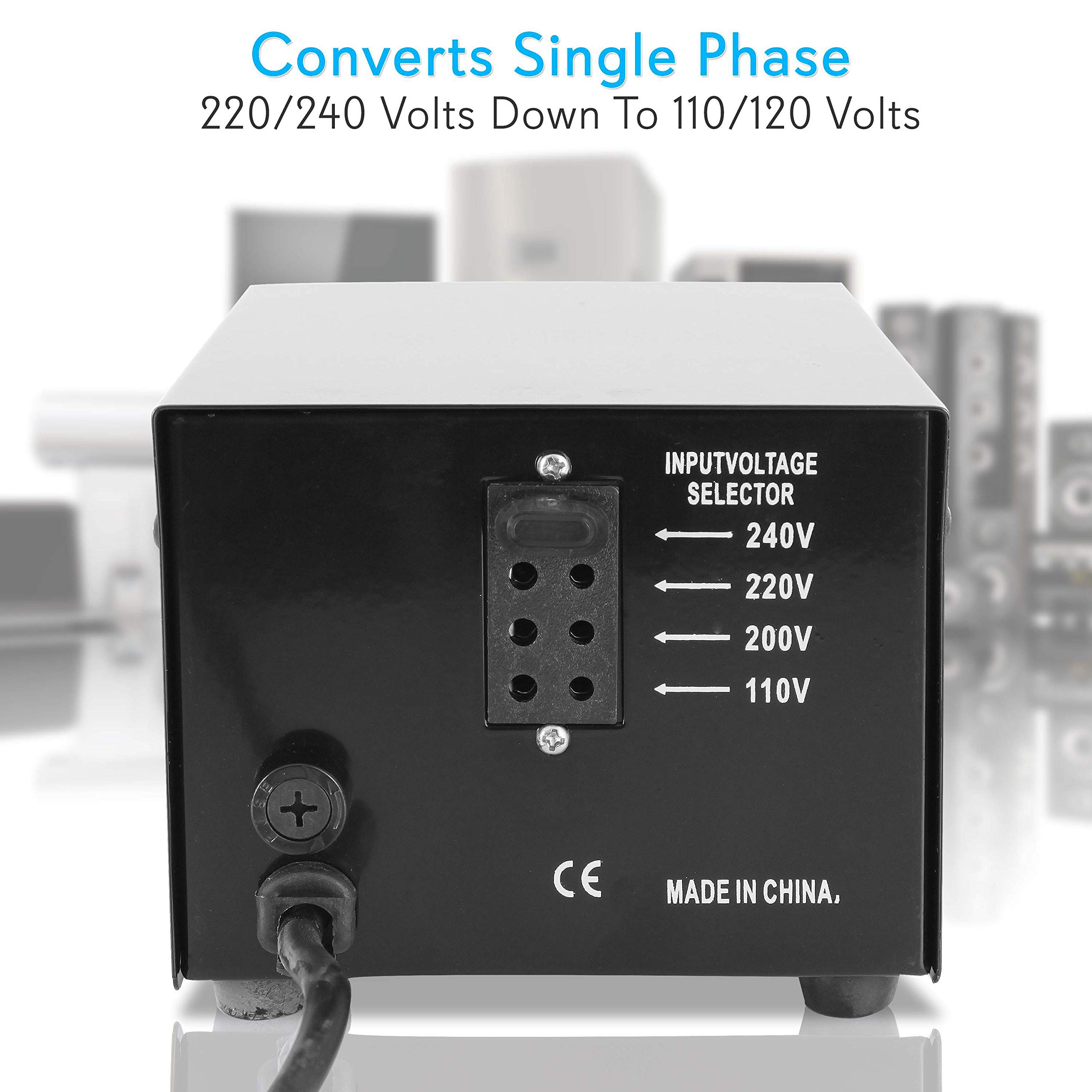 Pyle Step Up and Down Converter - 500 Watt Voltage Converter Transformer w/ USB Charging Port, UK Power Adapter, AC 110 / 120 to 220 / 240 Volt Vice Versa, 110V/120V/220V/240V Input Voltage