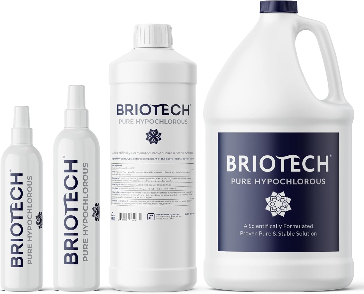 BRIOTECH Pure Hypochlorous Acid Spray and Cleanser, Original Premium HOCl Topical Solution, Multi-Purpose Cleaner, Family Approved & Pet Friendly, 1 gal refill ea, 2 ct