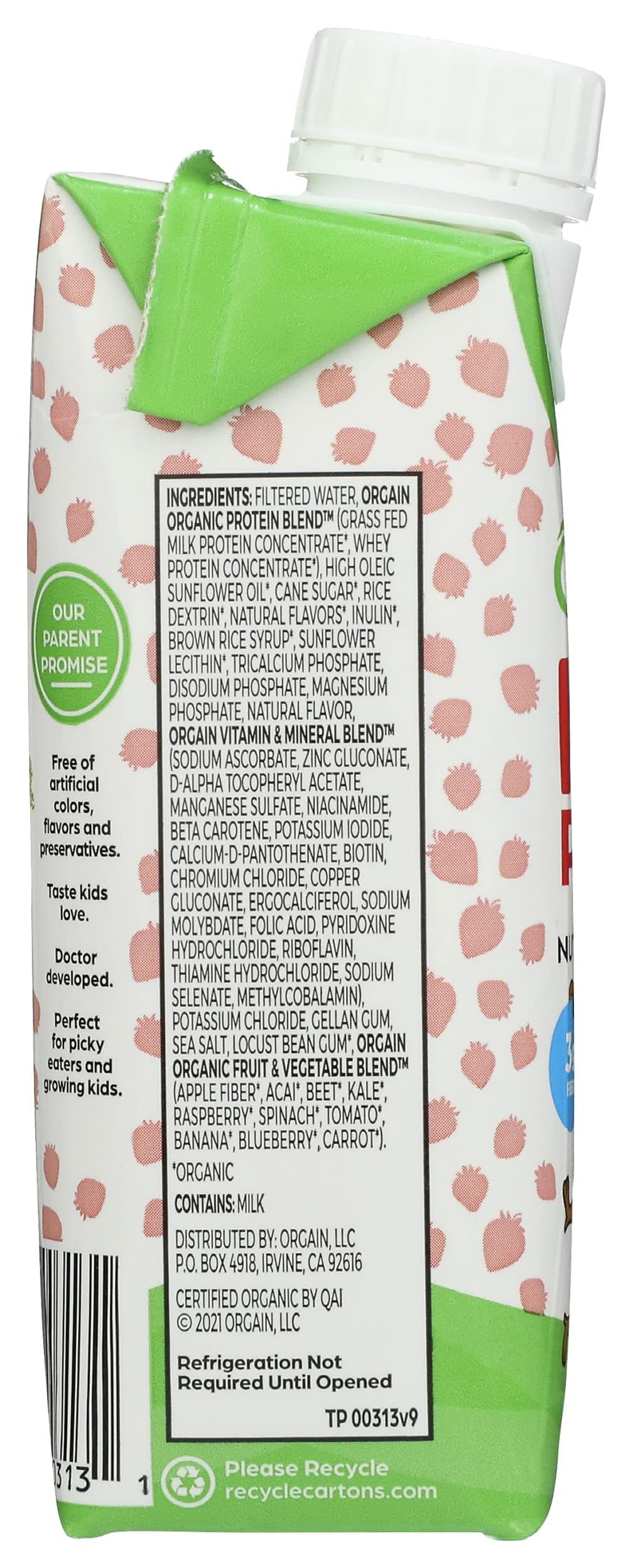 Orgain Organic Healthy Kids Strawberry Nutritional Shake, 8.25 Fluid Ounce - 12 per case.