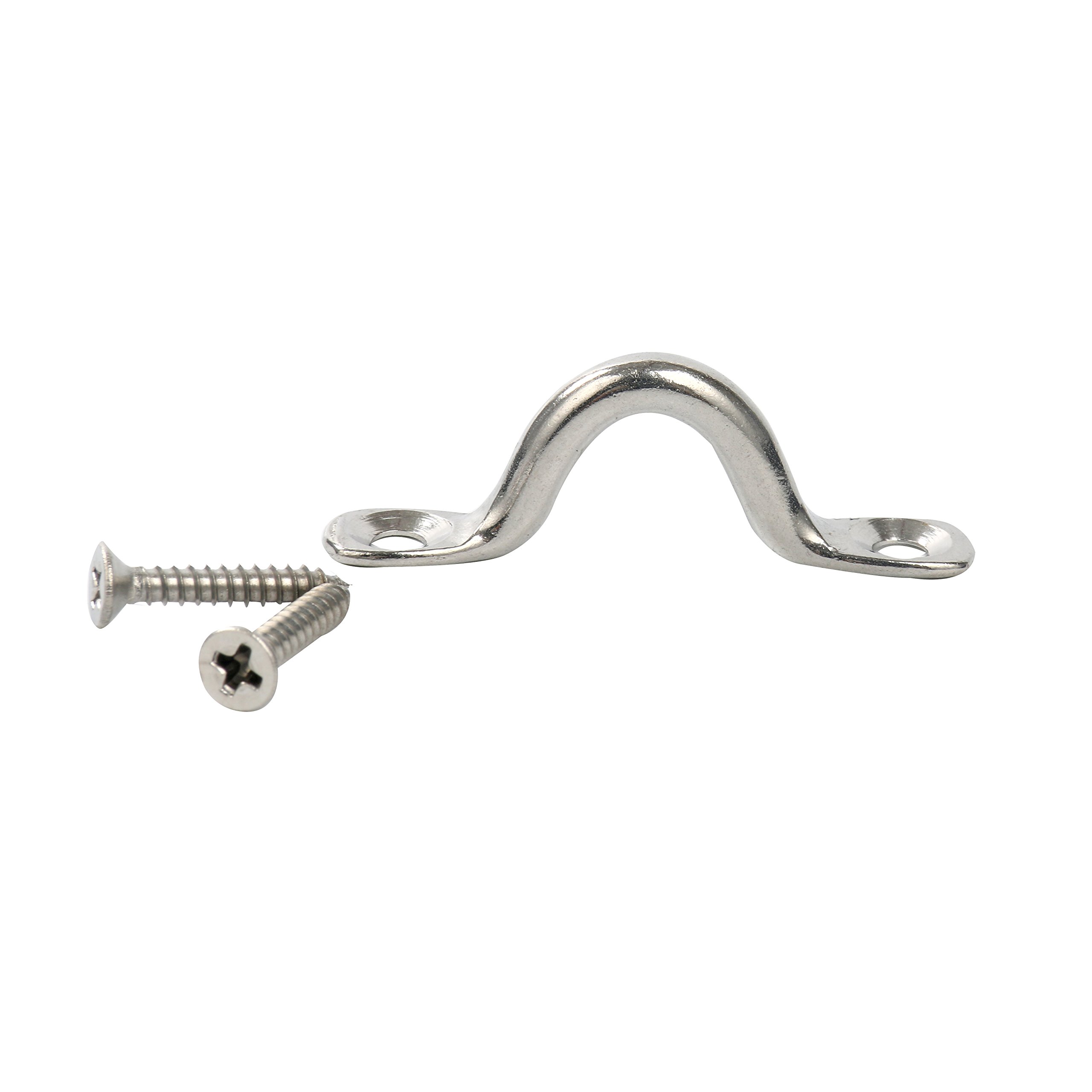 Amarine Made Pack of 8 Stainless Steel Bimini Boat Top PAD Eye, Eye Straps, Tie Down, Kayak Deck Loops, Tie Down Anchor Point, footman's Loop for Kayak Canoe Rigging